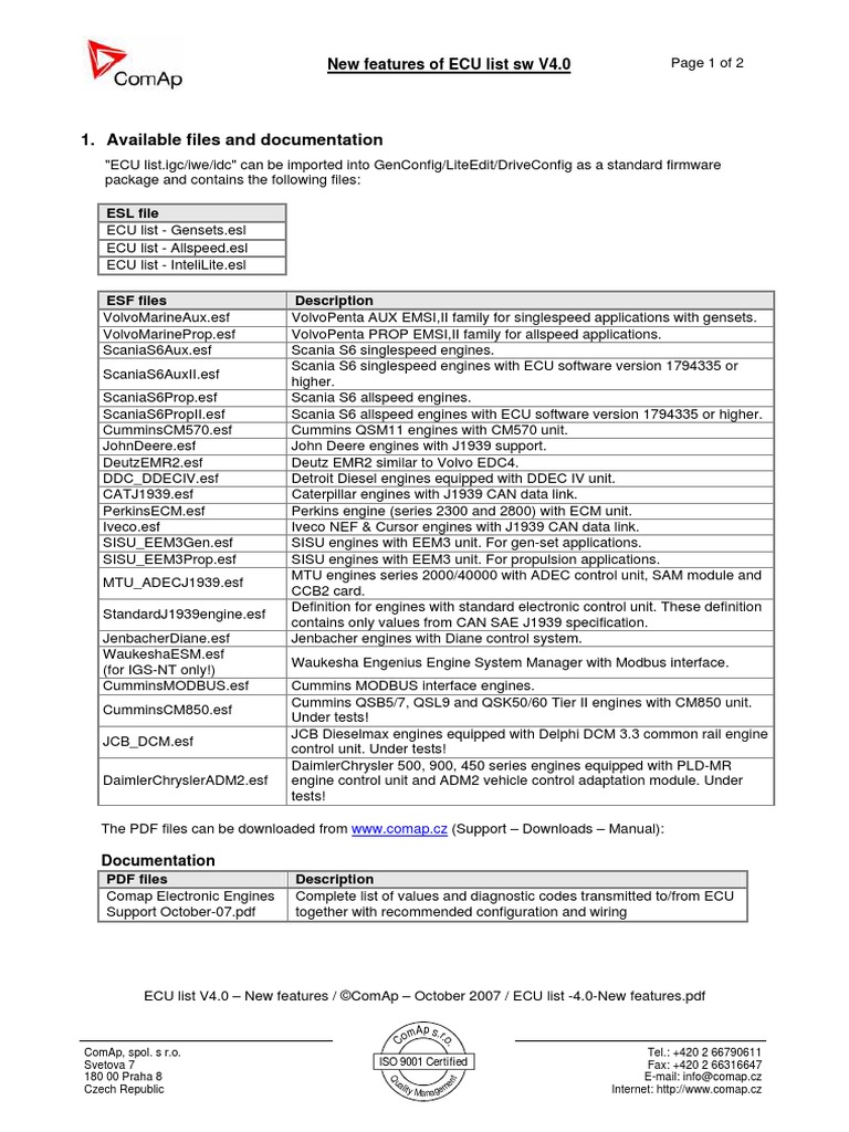 ECU list - 4.0-New features.pdf | Portable Document Format | Computing ...