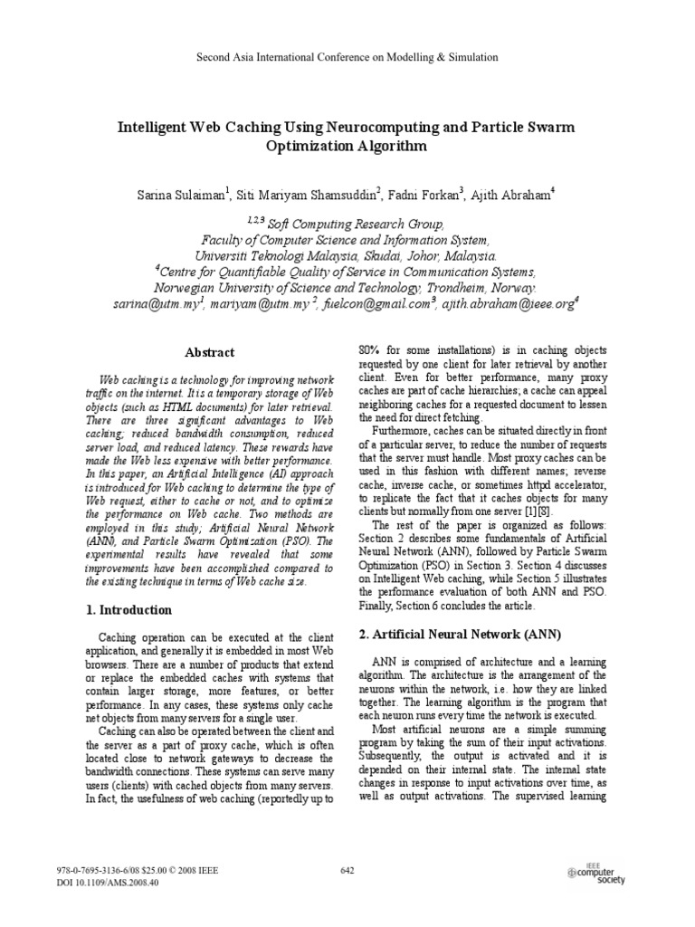 Intelligent Web Caching Using Neurocomputing and Particle Swarm Optimization Algorithm ...