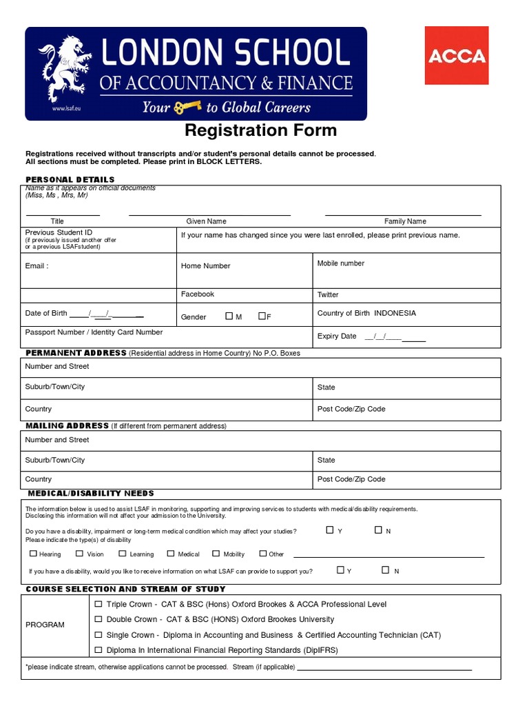 LSAF - Registration Form | Download Free PDF | Address (Geography ...