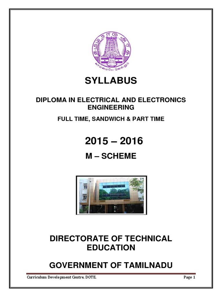 Curriculum and Regulations for Diploma in Electrical and Electronics ...