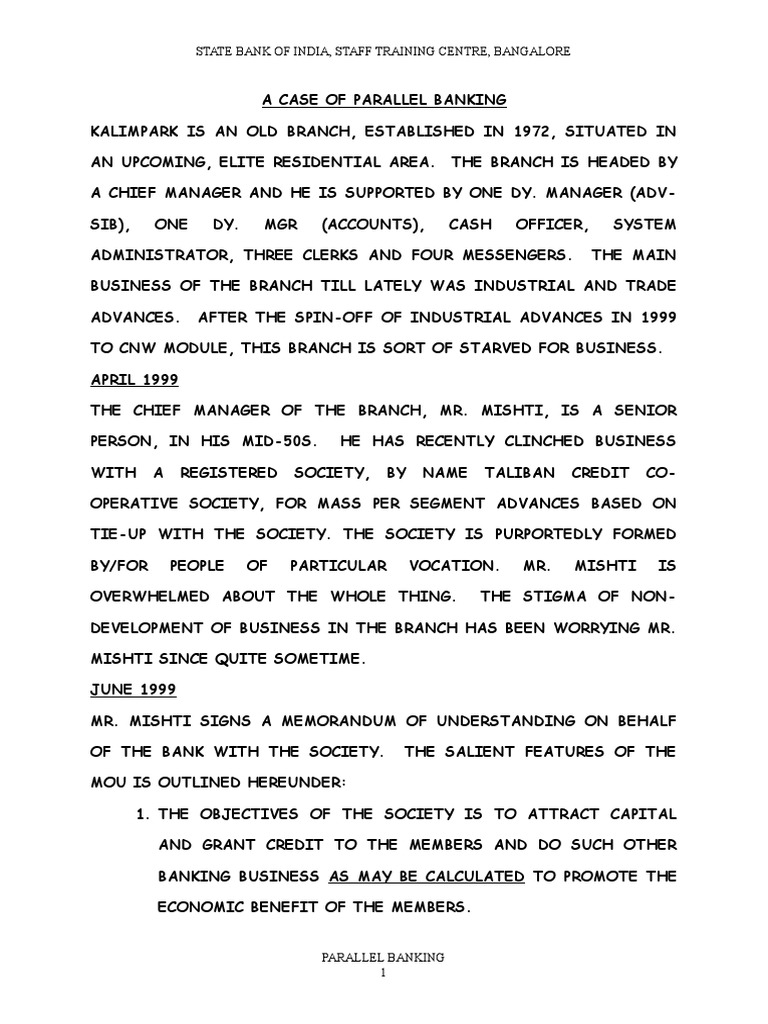 Case Study - Parallel Banking | PDF | Loans | Banks
