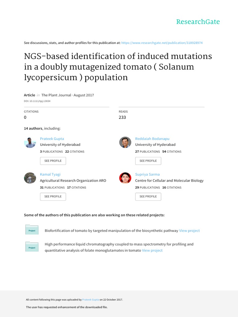 NGS-based Identification of Induced Mutations in A Doubly Mutagenized ...
