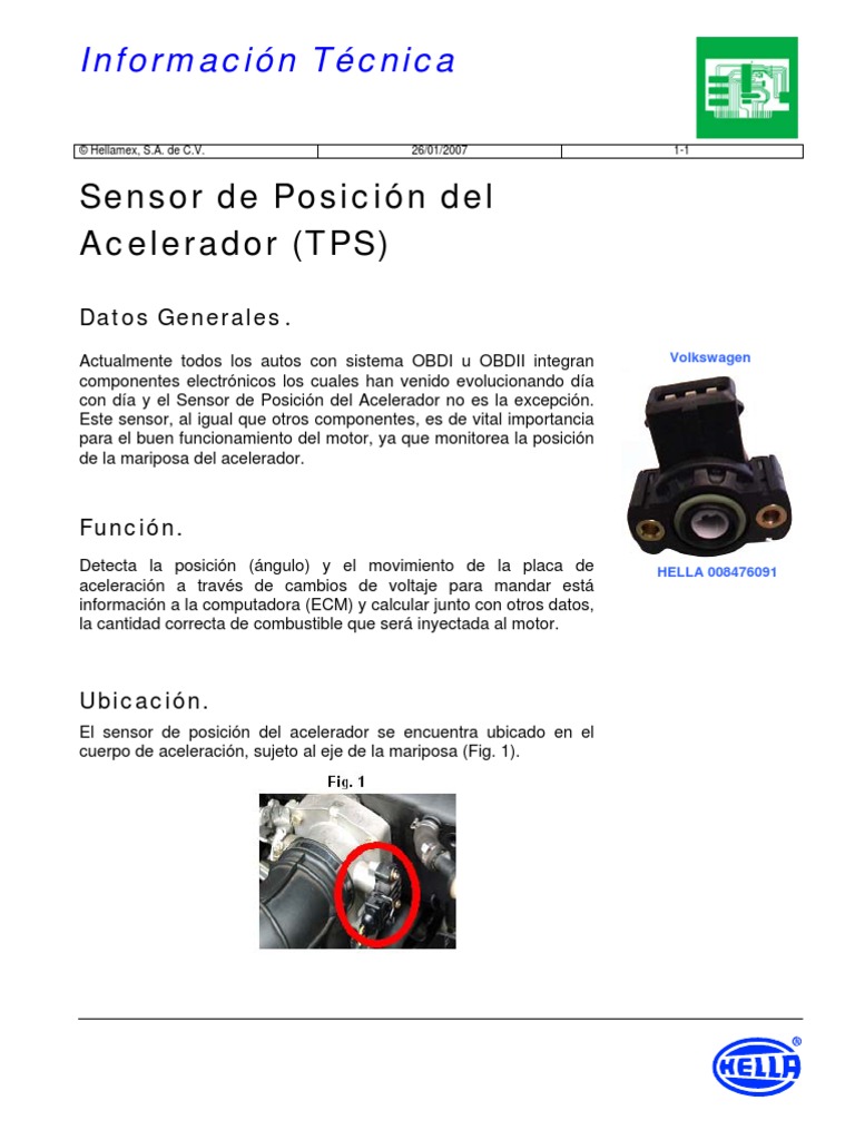 Hella Sensores TPS | PDF | Acelerador | Sensor
