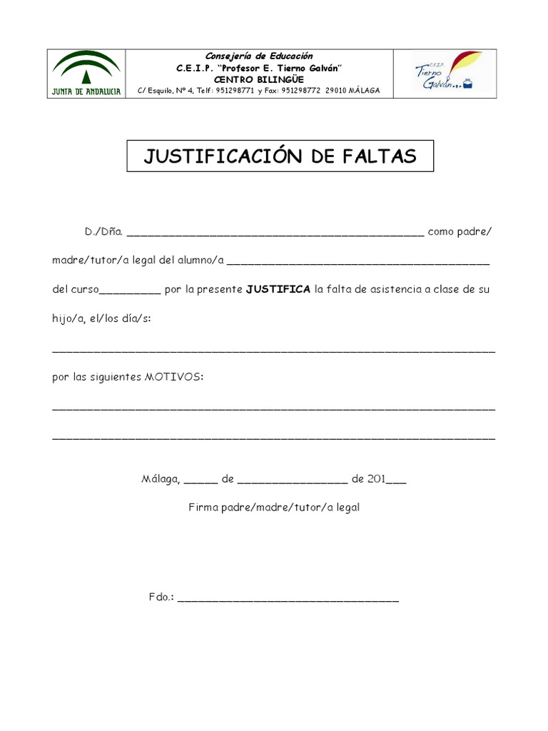 Justificación de Faltas Alumnado | PDF