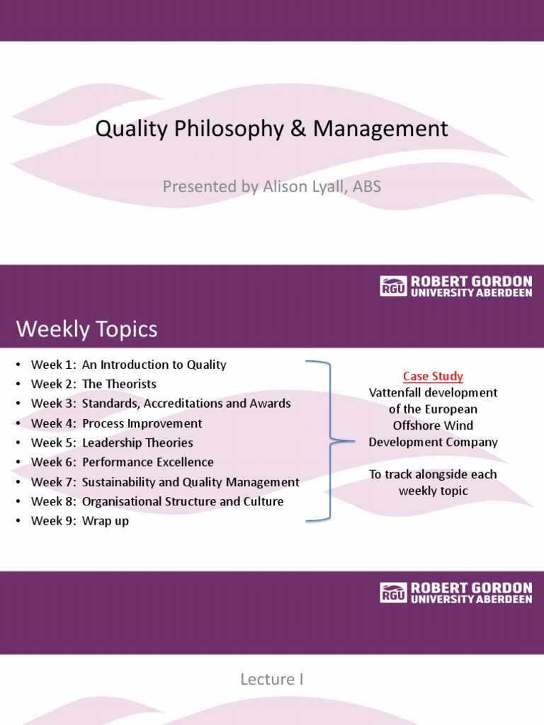 Quality Philosophy & Management Essentials | PDF | Quality (Business ...