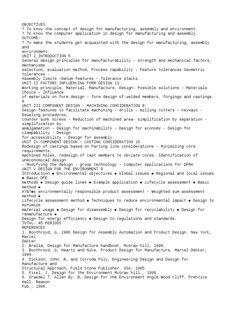 General Design Principles For Manufacturability | PDF | Design | Life ...