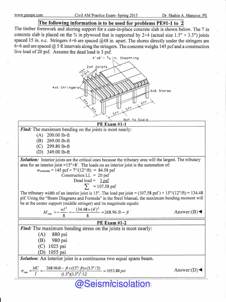 Civil AM Practice Exam | PDF | Bending | Structural Engineering