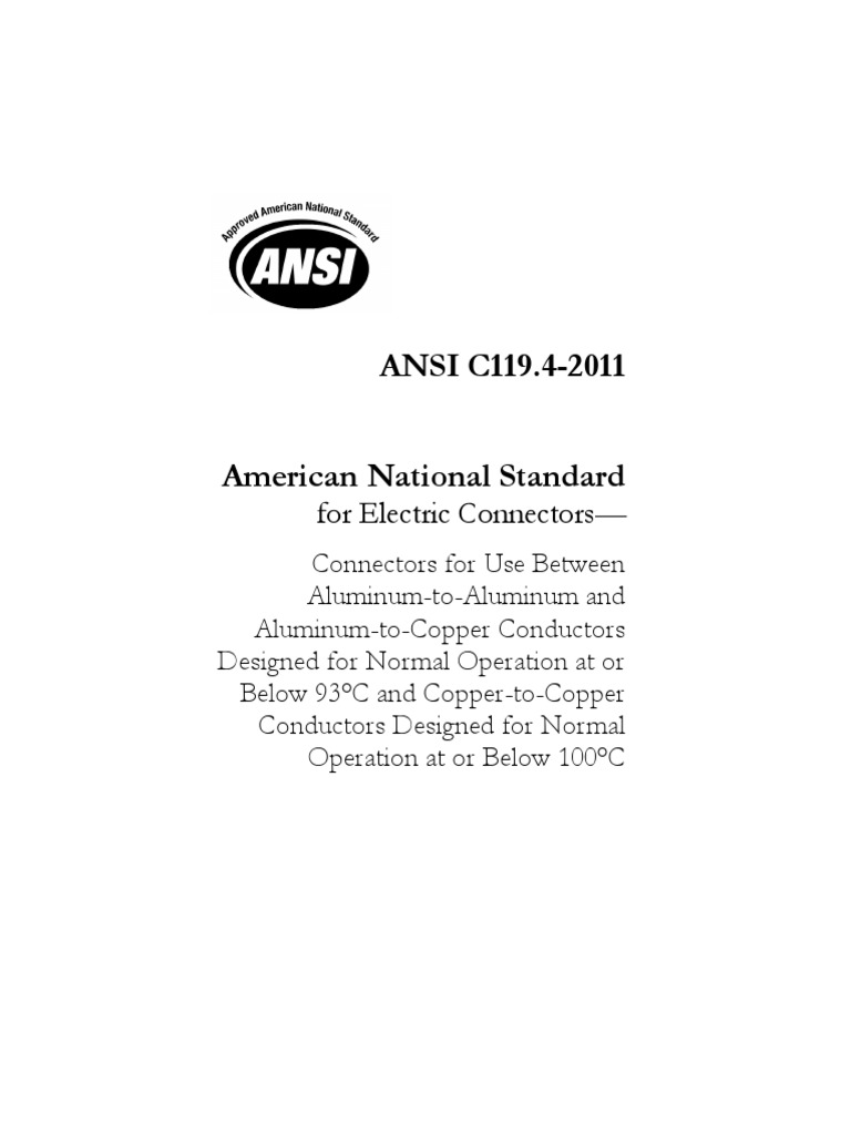 Ansi C119.4 2011 | PDF | Electrical Connector | Electrical Conductor