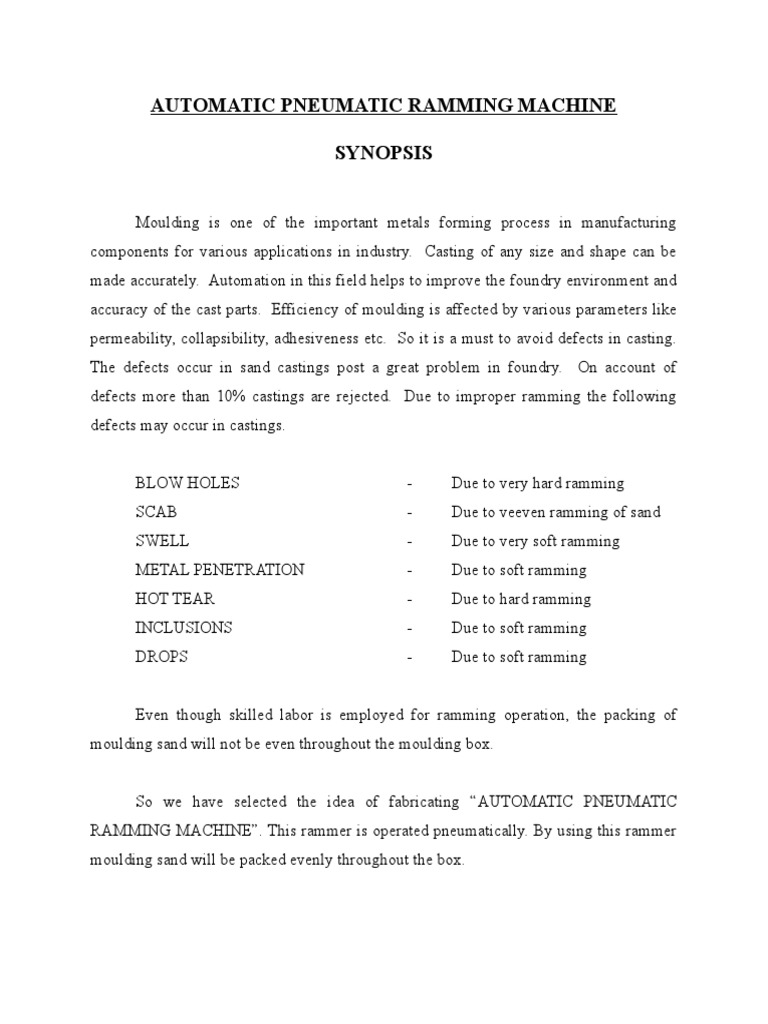Automatic Pneumatic Ramming Machine | PDF | Foundry | Production And ...