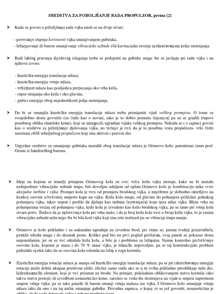 Otpor I Propulzija Broda 15.sredstva Za Poboljšanje Rada Propulzora | PDF