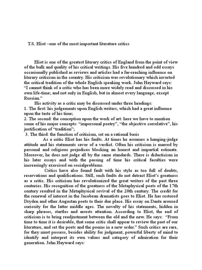 TS Eliot | PDF | T. S. Eliot | Poetry