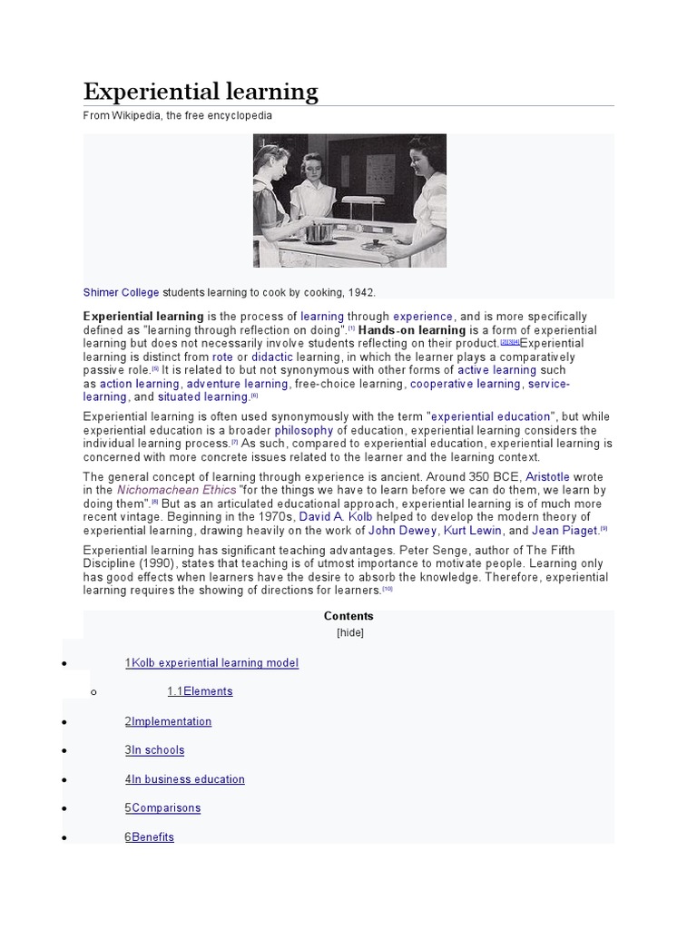 Experiential Learning: From Wikipedia, The Free Encyclopedia | PDF ...