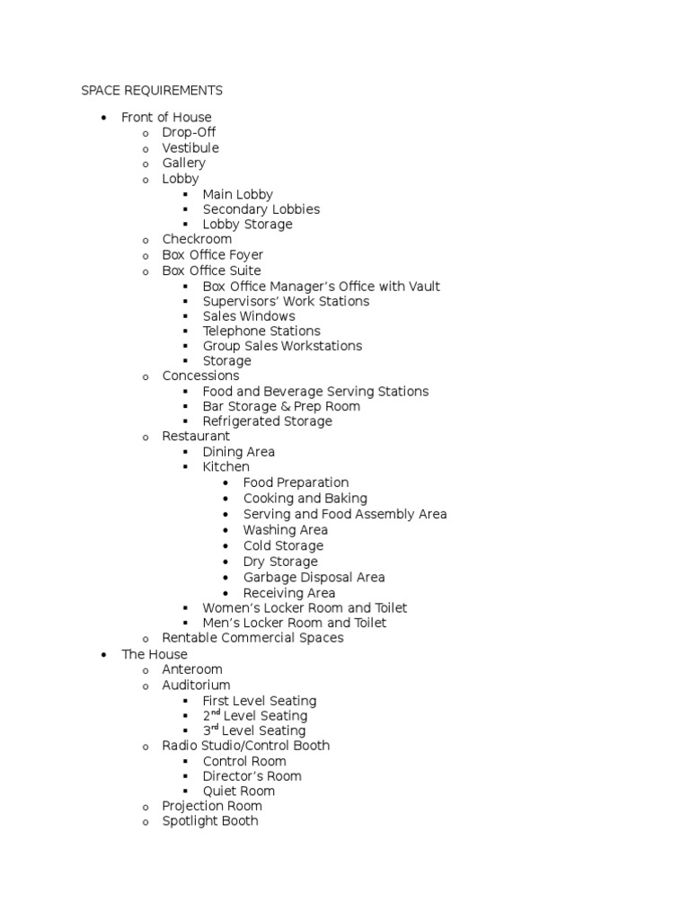 Opera House Space Requirements | PDF | Public Toilet | Lobby (Room)