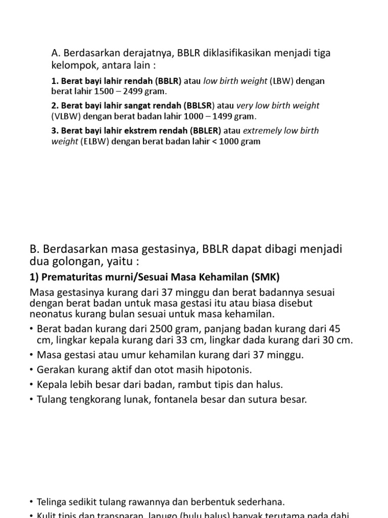 Klasifikasi BBLR | PDF | Kesehatan Holistik