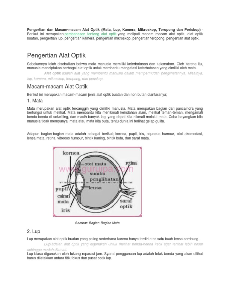 Pengertian Dan Macam Alat Optik | PDF | Teknologi & Rekayasa