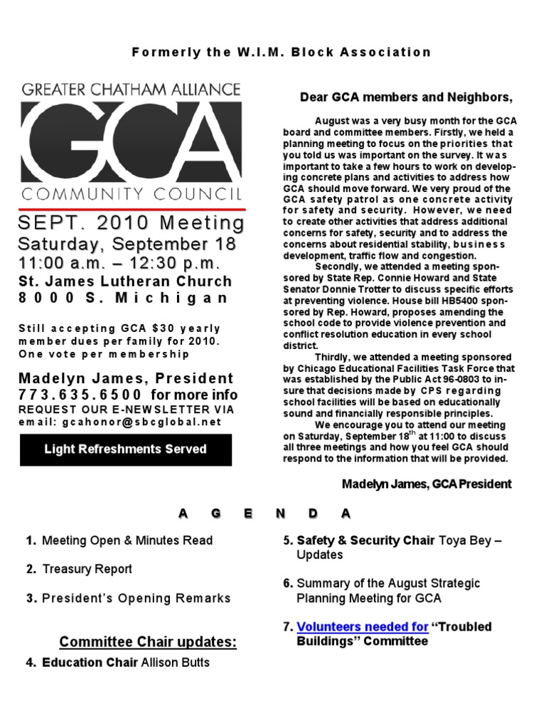 September Gca 2010 Meeting Flyer | PDF