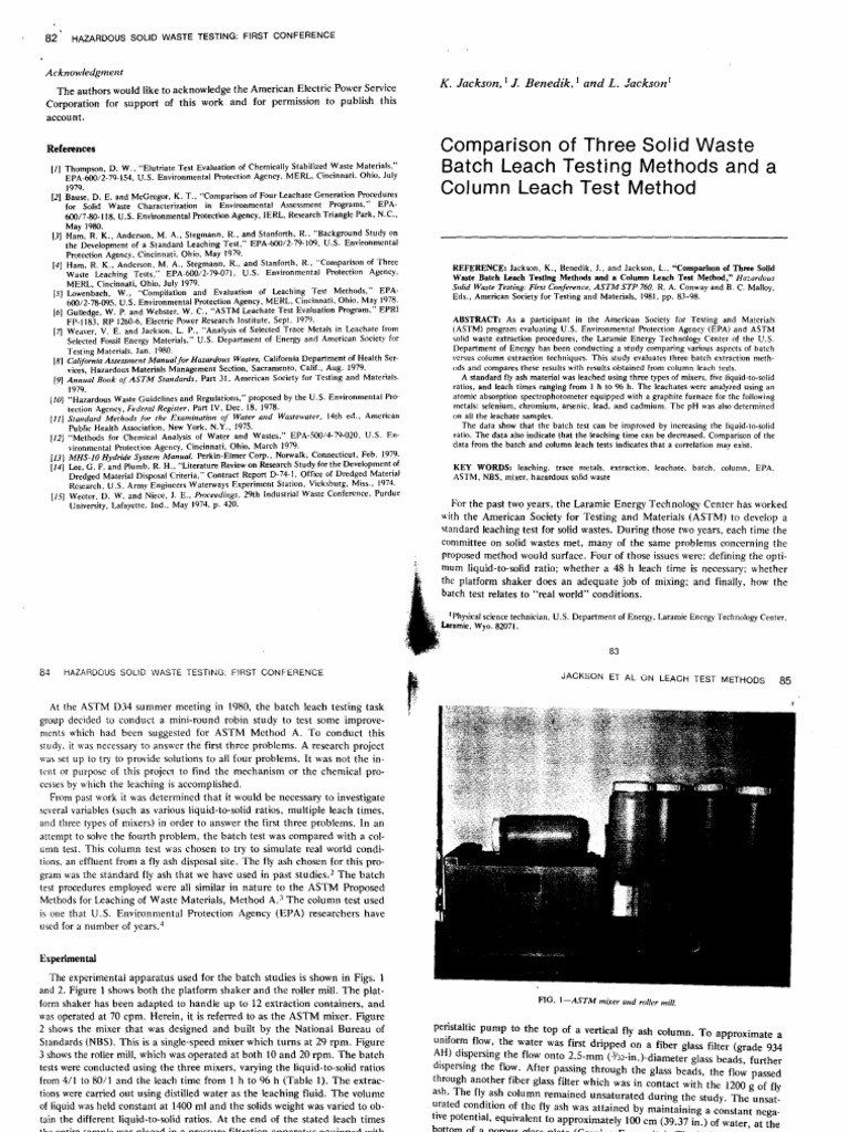 Batch Leach Testing Methods | PDF | Filtration | United States ...