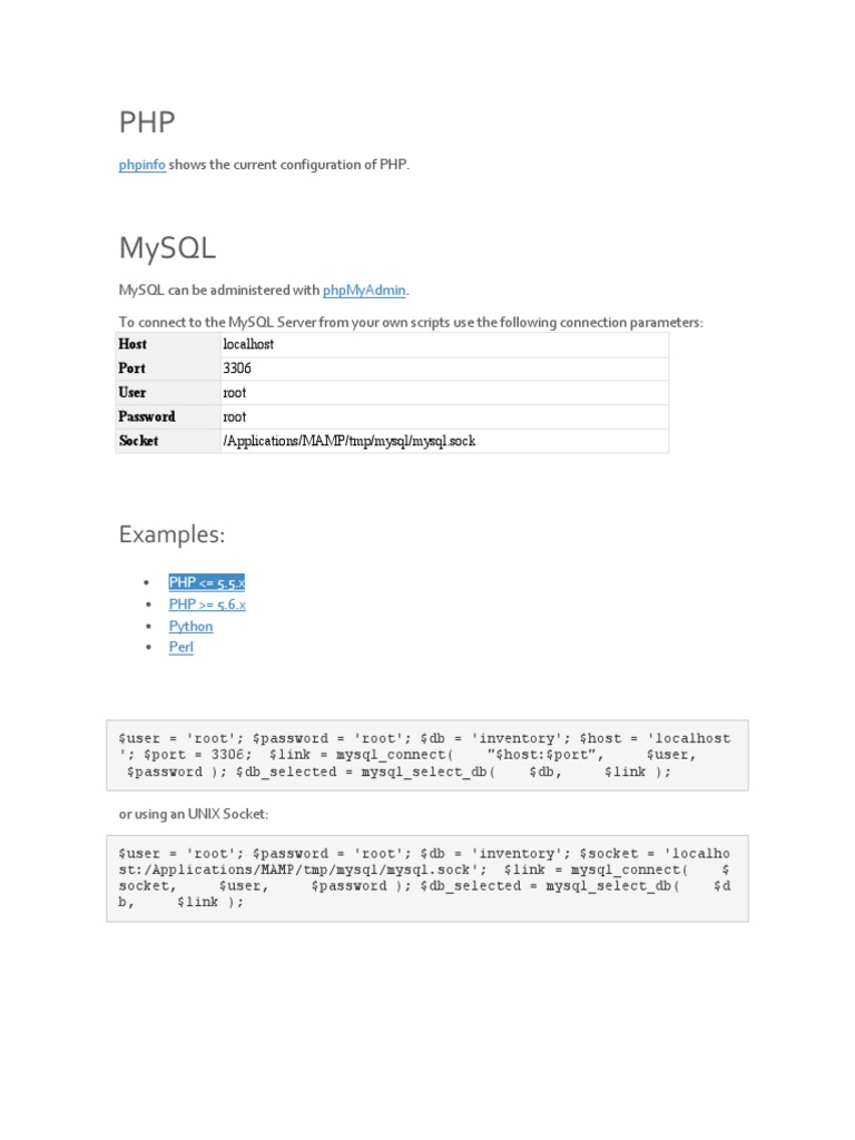 Examples:: Phpinfo | PDF