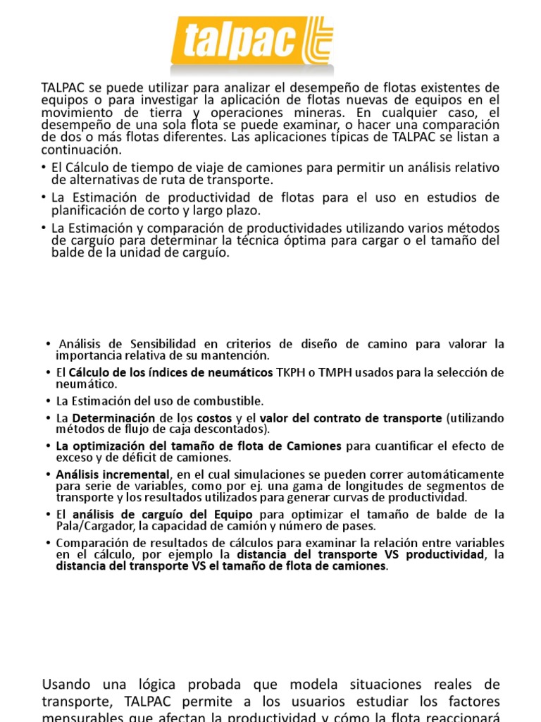 Análisis de Productividad con TALPAC 3D | PDF | Camión | Transporte