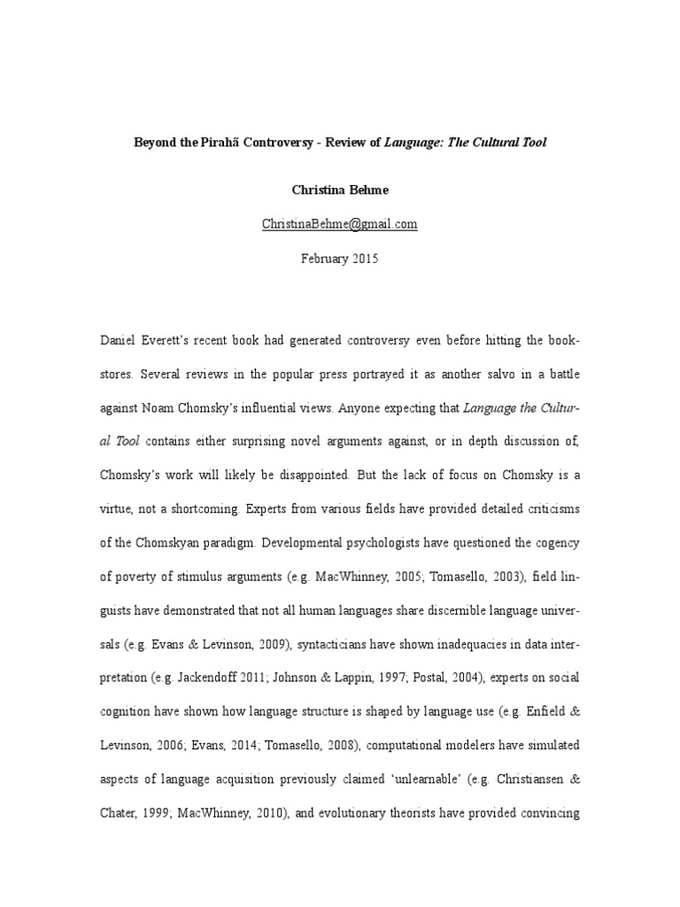 Behme 15 Beyond-the-Pirah.3 PDF | PDF | Noam Chomsky | Recursion