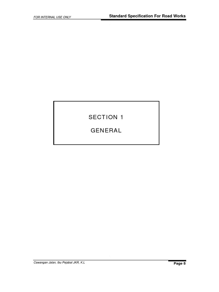 Standard Specification of Roads Works - Section 1 - General PDF | PDF ...