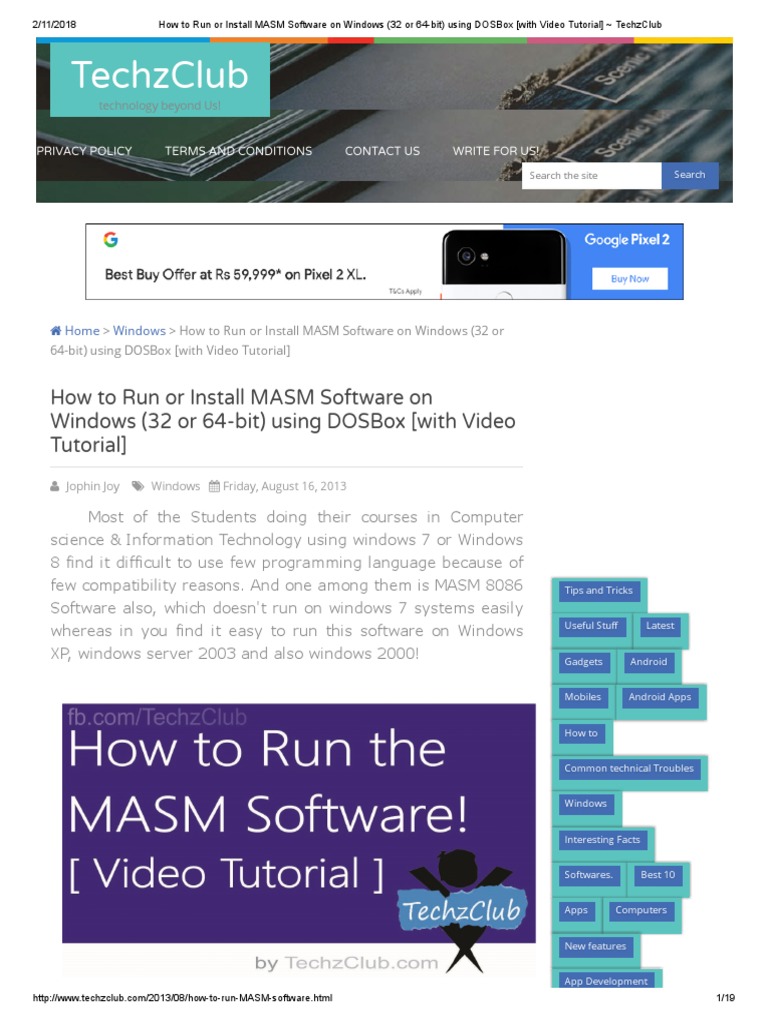 How To Run or Install MASM Software On Windows (32 or 64-Bit) Using DOSBox (With Video Tutorial ...