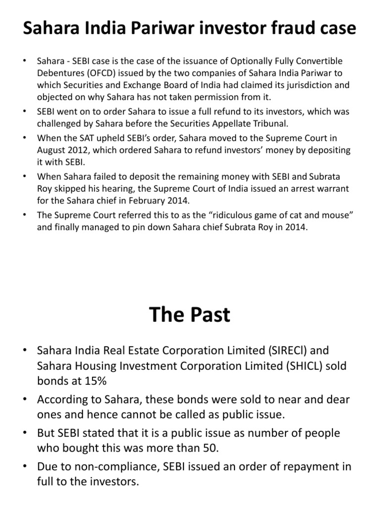 Sahara India Investor Fraud Overview | PDF | Justice | Crime & Violence