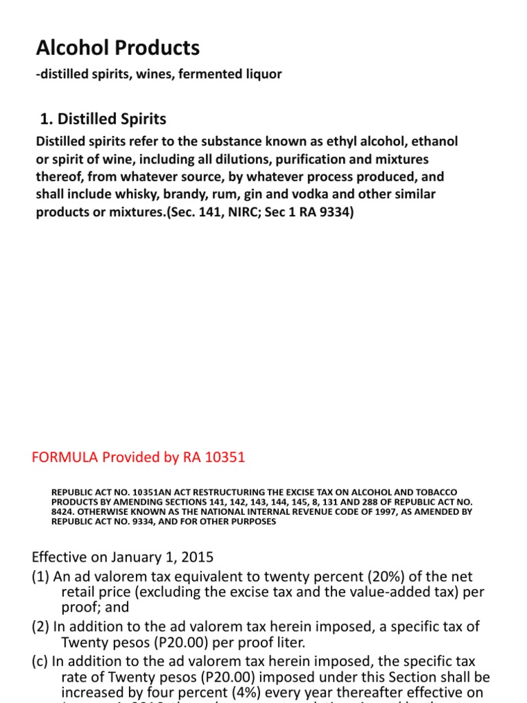 Excise Tax Structure on Alcohol and Tobacco | PDF | Distilled Beverages ...