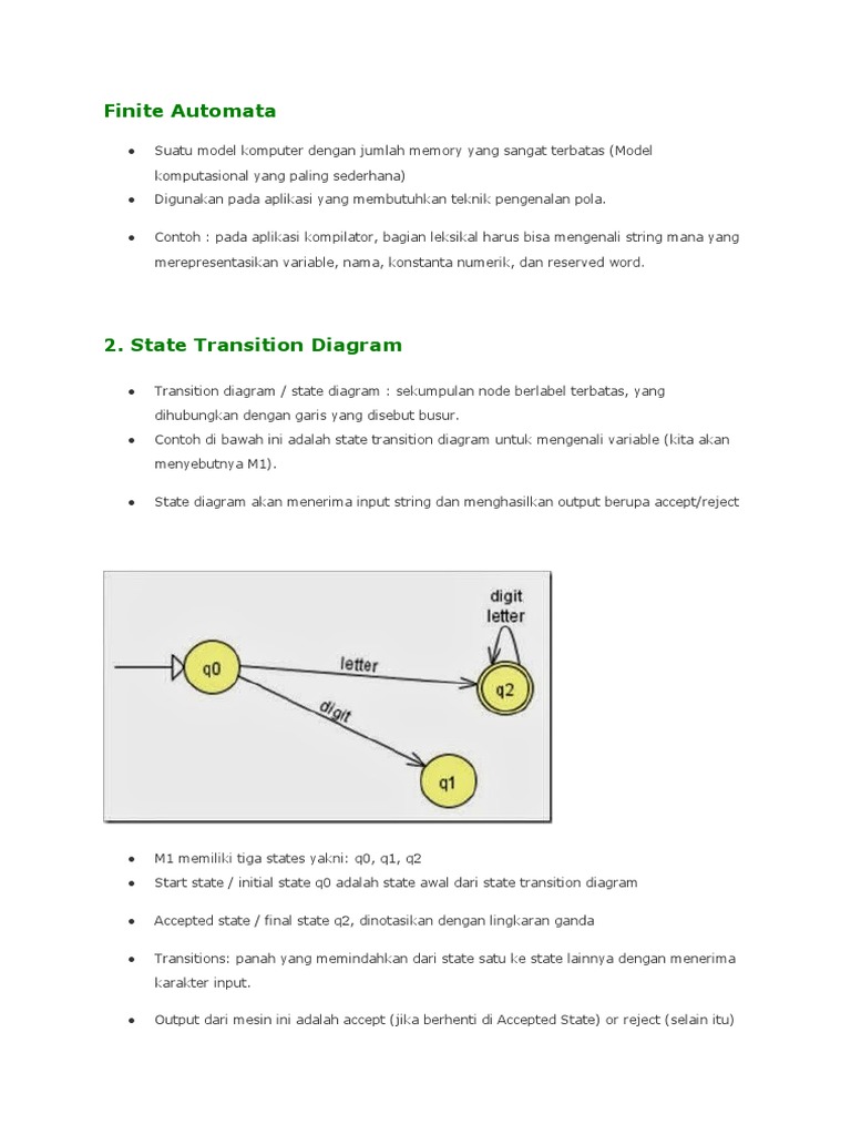 Finite Automata & Diagram Transisi | PDF | Metode & Bahan Ajar