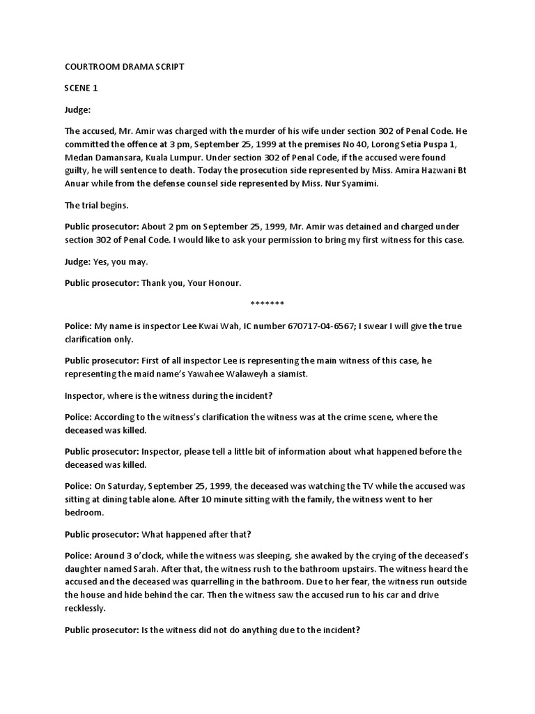 Courtroom Drama Script | PDF | Delusion | Witness