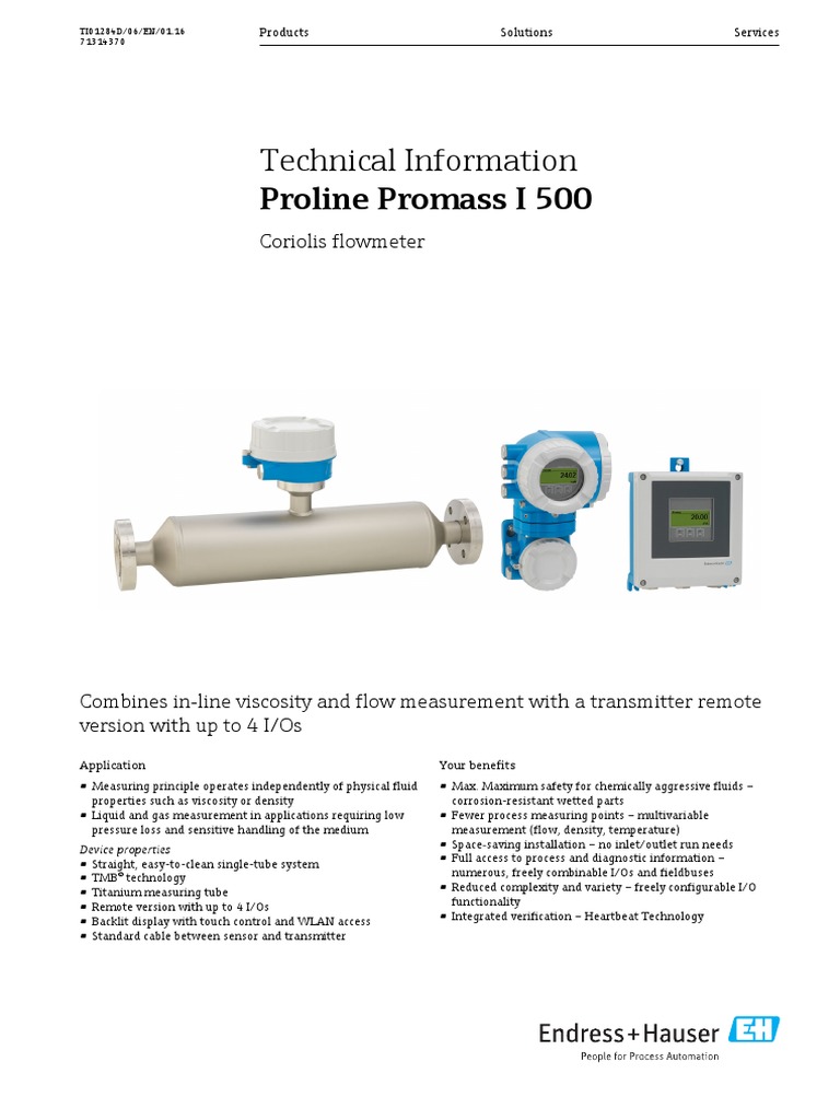 TI01284DEN Promass I500 | PDF | Wireless Lan | Computer Network