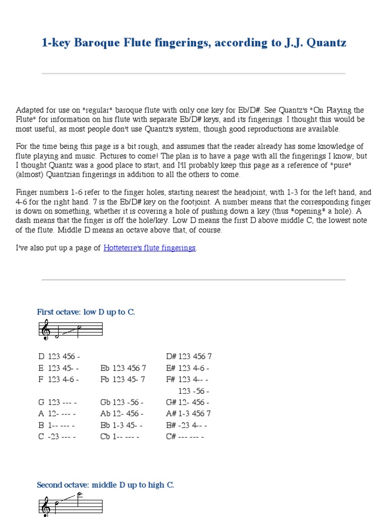 Baroque Flute Fingerings | PDF | Flute | Aerophones