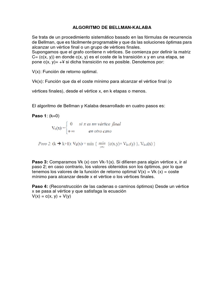 Algoritmo de Bellman | PDF