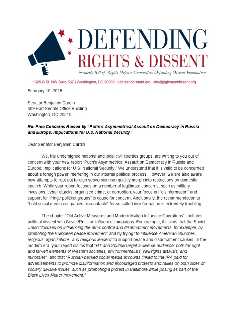 Concerns on Dissent in Cardin's Report | PDF | Soviet Union | World ...