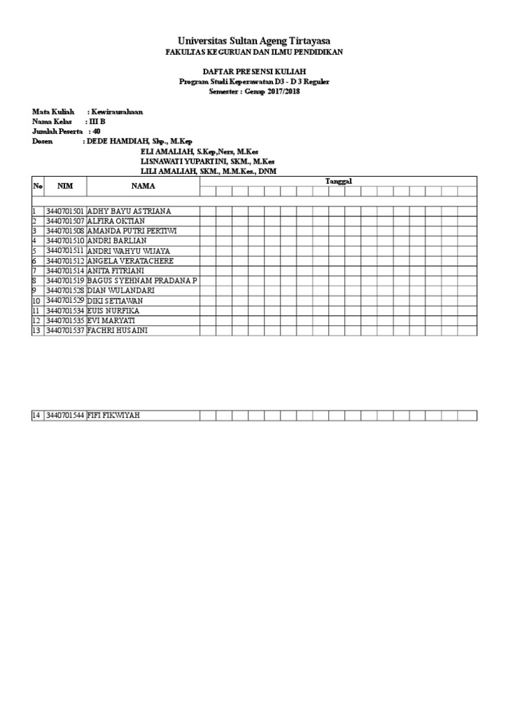 Contoh Pembuatan Absen | PDF