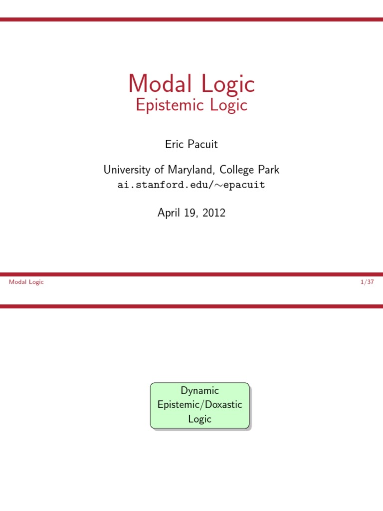 Eplogic PDF | PDF | Modal Logic | Logic