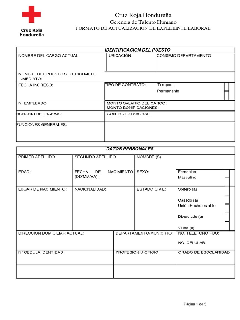 Formato Actualizacin de Expediente Laboral | PDF