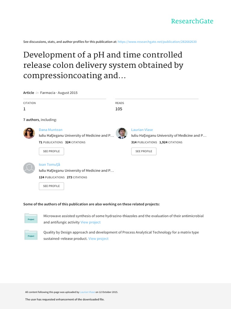 Development of A PH and Time Controlled Release Colon Delivery System ...
