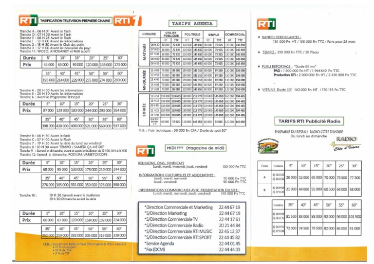 Tarifs Rti Pub TV | PDF