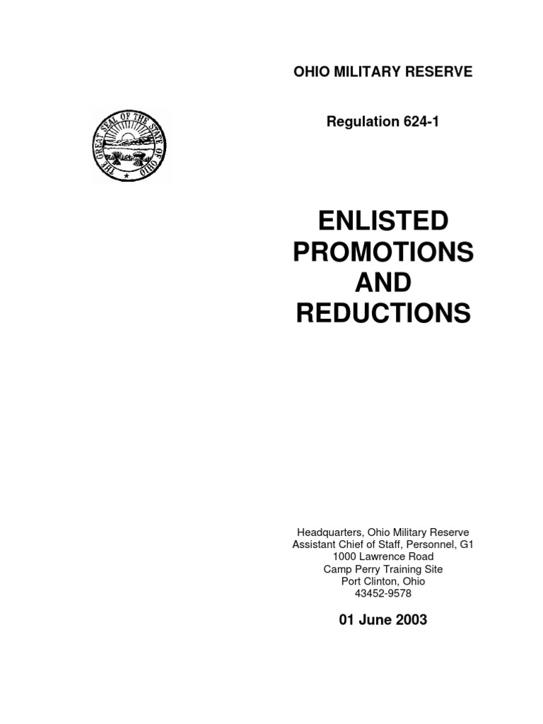 Ohio Military Reserve (Enlisted Promotions & Reductions Regulation 624 ...
