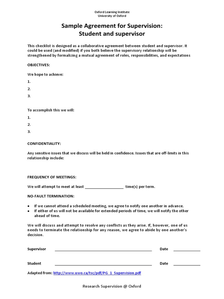 Supervision Agreement Guide | PDF