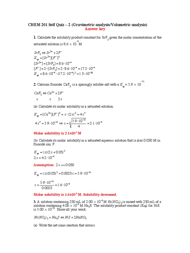 Answer Key 2b | PDF | Ion | Solubility