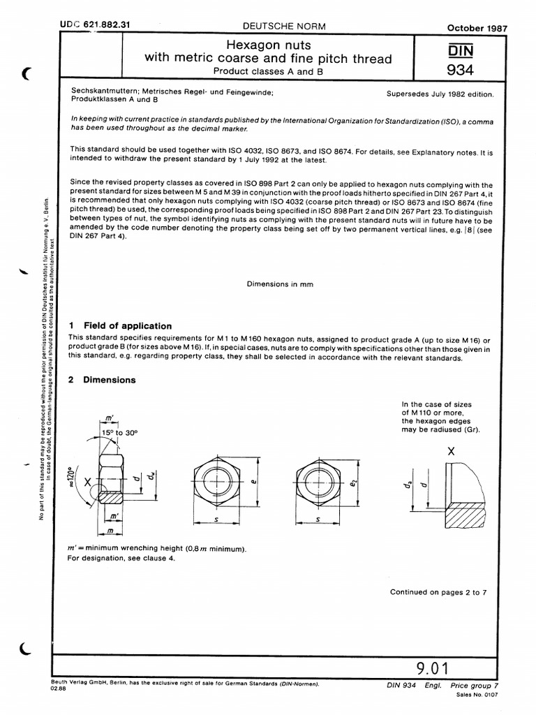 Din 934-1987 | PDF