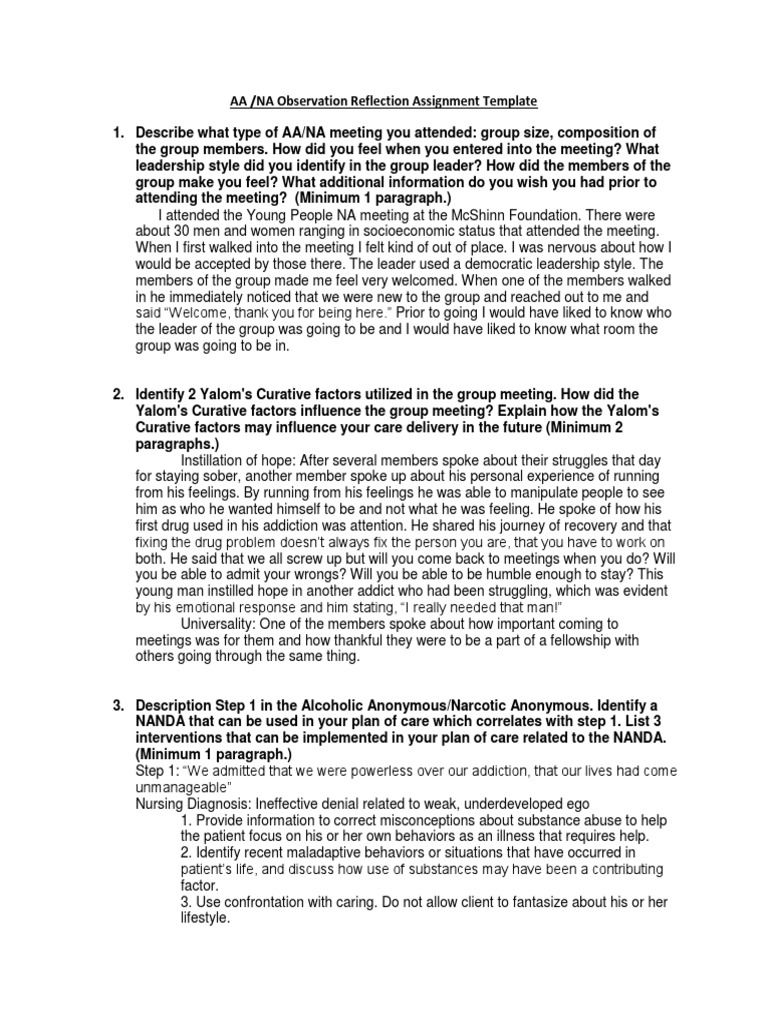 Na Reflection | PDF | Alcoholics Anonymous | Substance Dependence