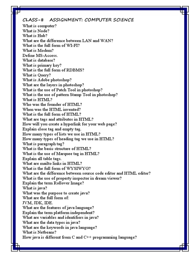 CLASS Assignment | PDF