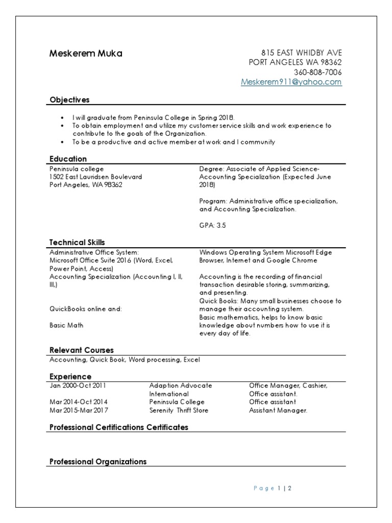Resume 2018 | PDF | Accounting | Computing