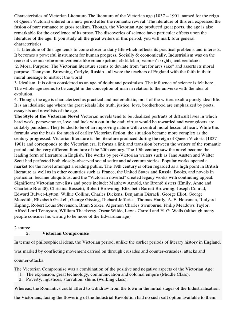 Characteristics of Victorian Literature The Literature of The Victorian ...