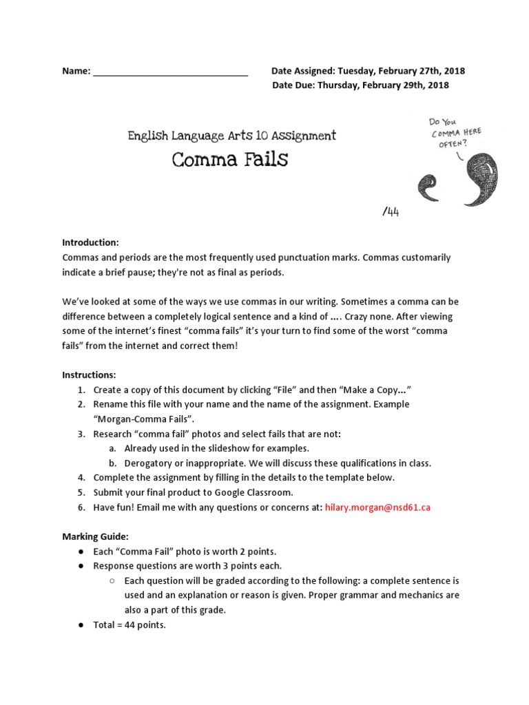 Comma Fails Assignment | Download Free PDF | Comma | Linguistics
