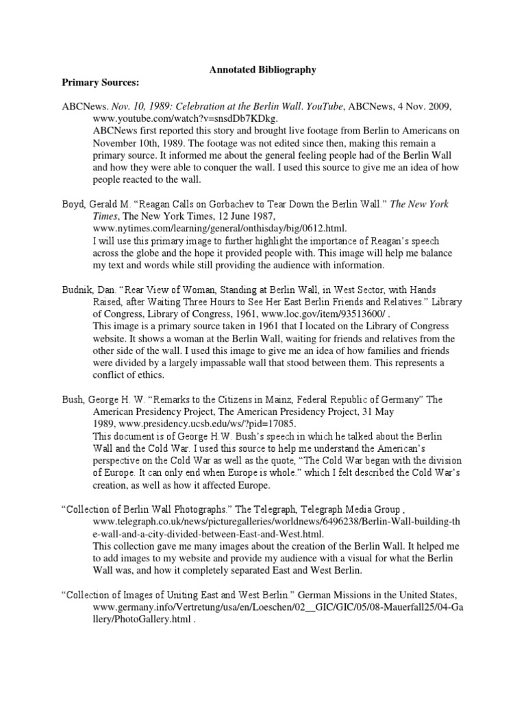 NHD Annotated Bibliography | PDF | Berlin Wall | Unrest