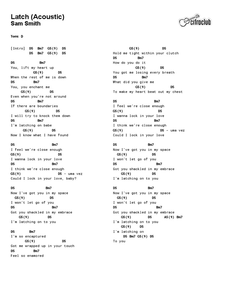 Sam Smith - Latch (Acoustic) | PDF